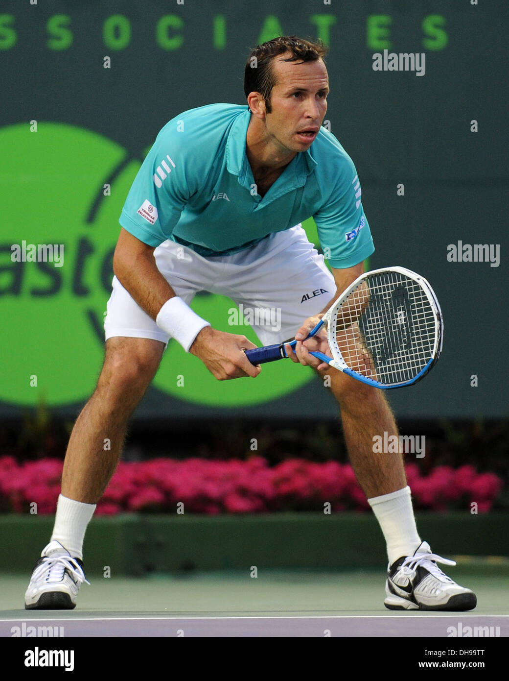 Radek Stepanek of Czech Republic competes against Rafael Nadal of Spain ...