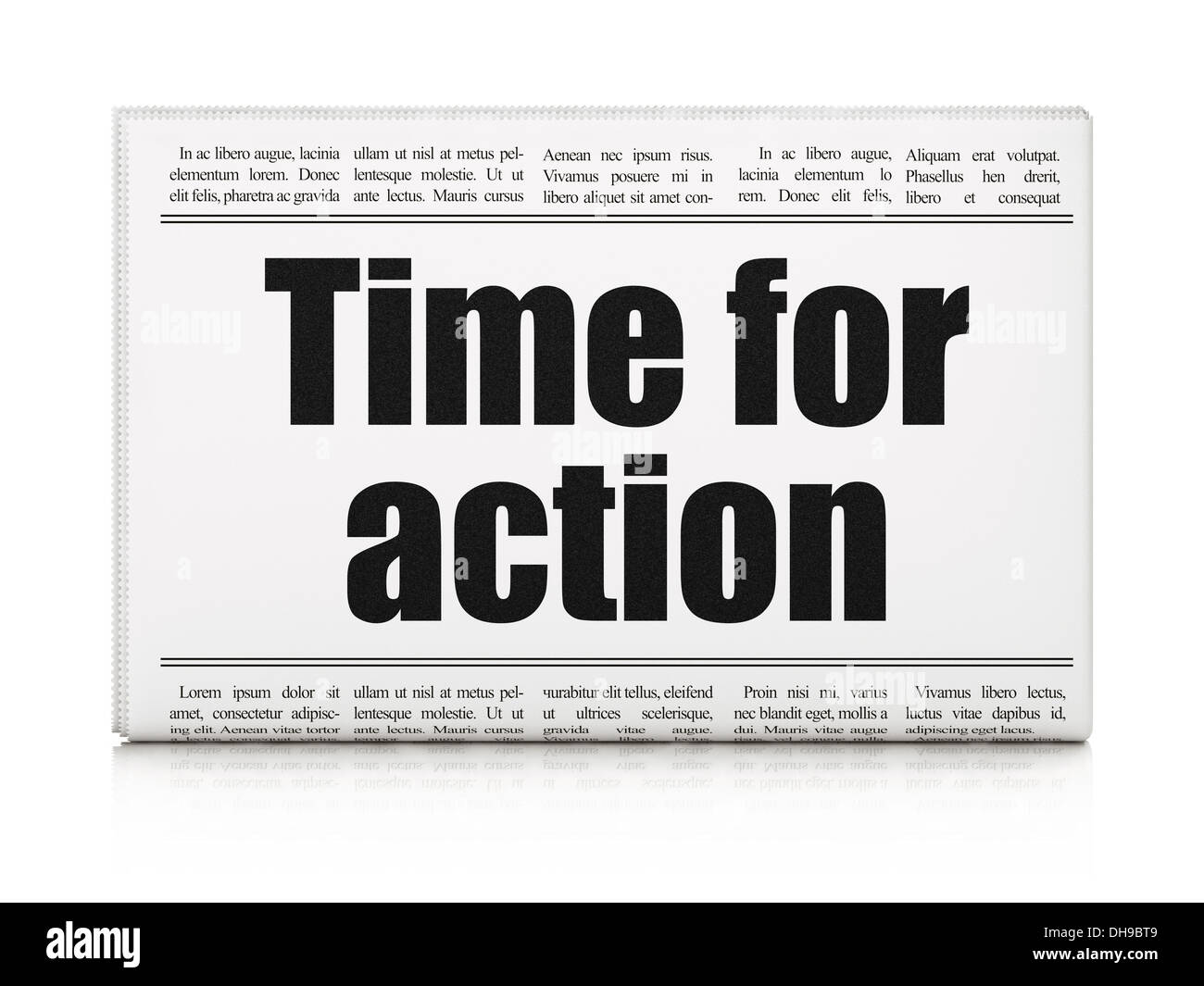 Timeline news concept: newspaper headline Time for Action Stock Photo ...