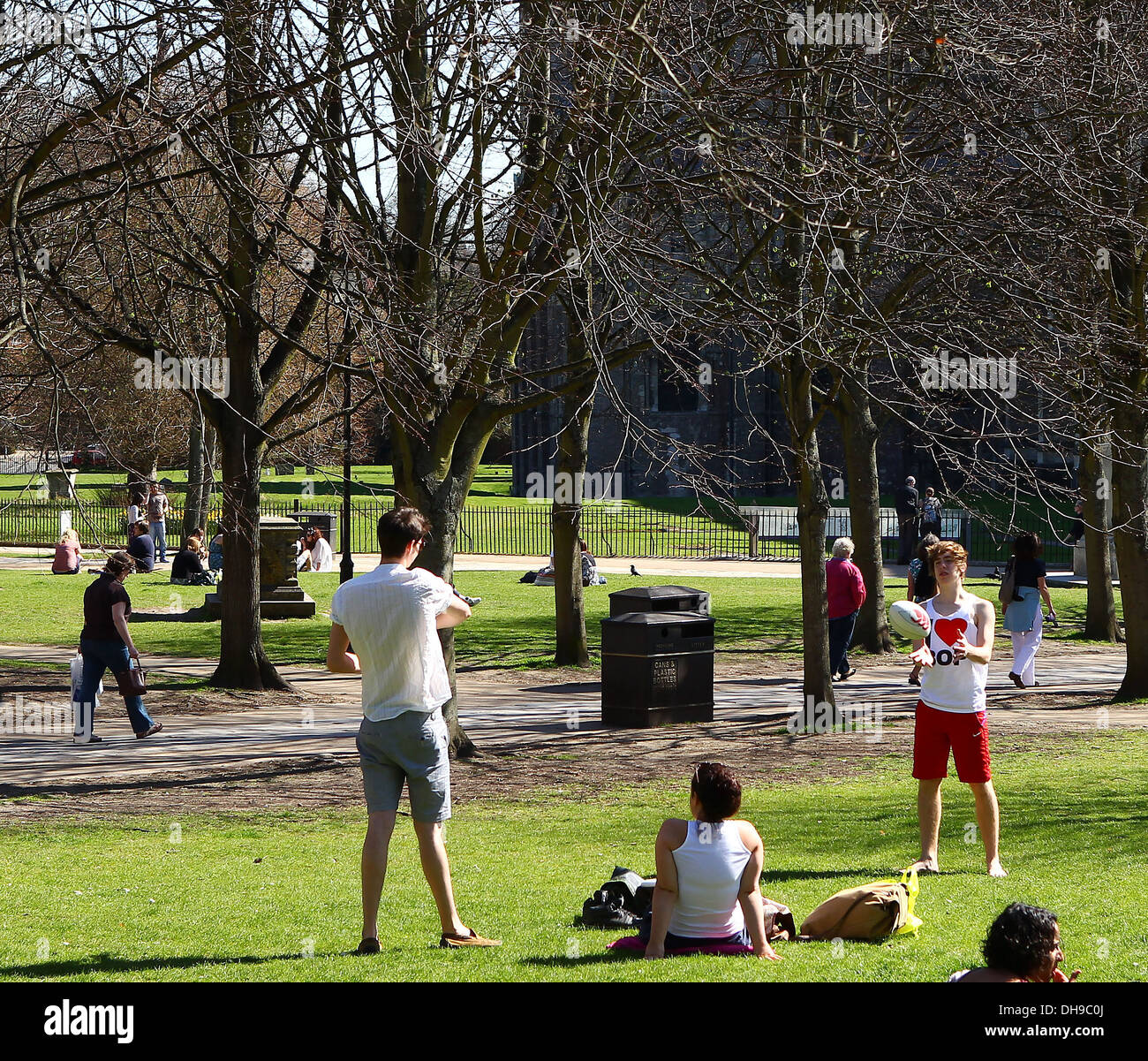 People enjoying the sunny weather in Winchester Winchester, Hampshire ...