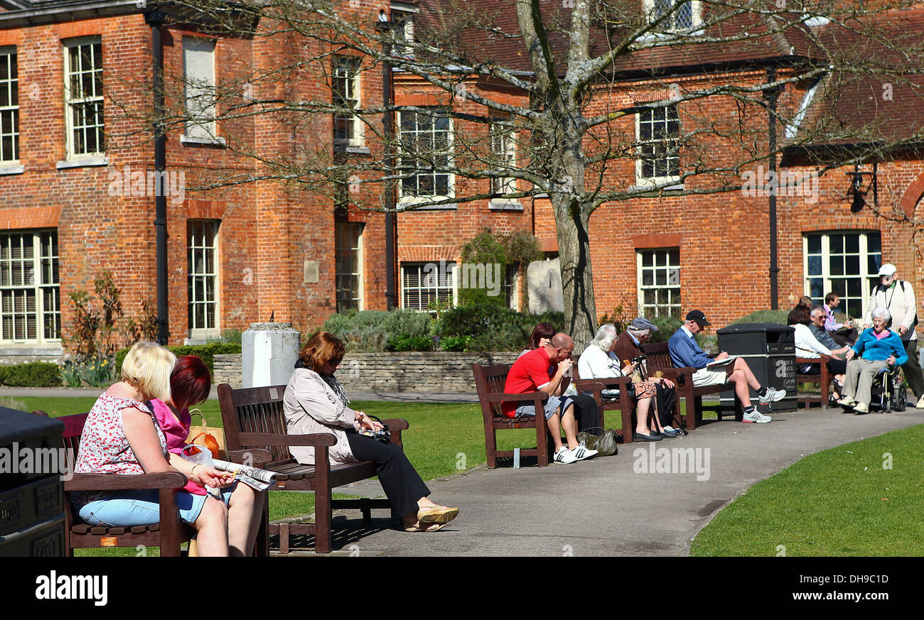 People enjoying the sunny weather in Winchester Winchester, Hampshire ...