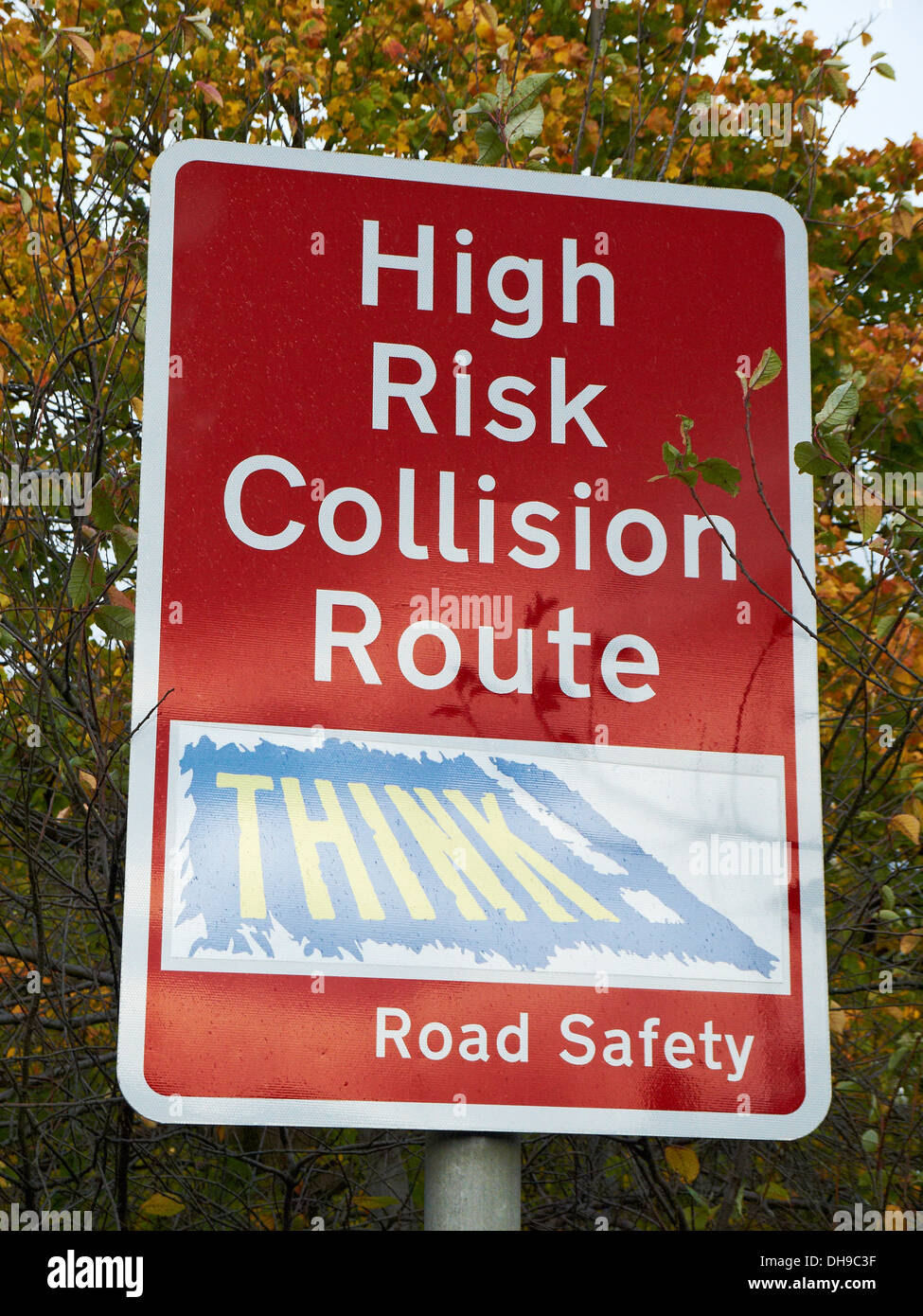 Road safety warning sign UK Stock Photo - Alamy