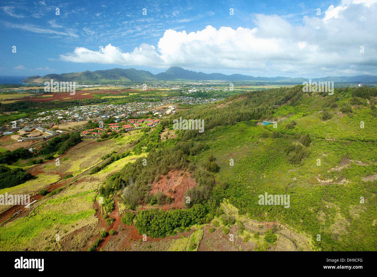 View of an urban area on an hawaiian island; Hawaii, United States of ...