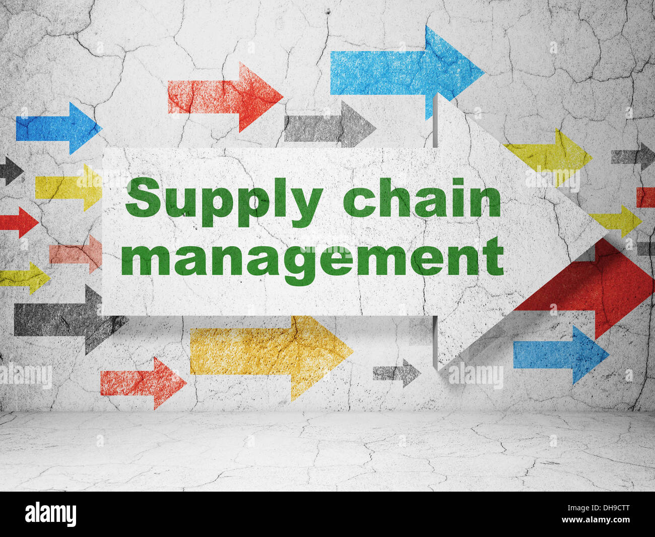 Advertising concept: arrow Supply Chain Management on wall Stock Photo ...