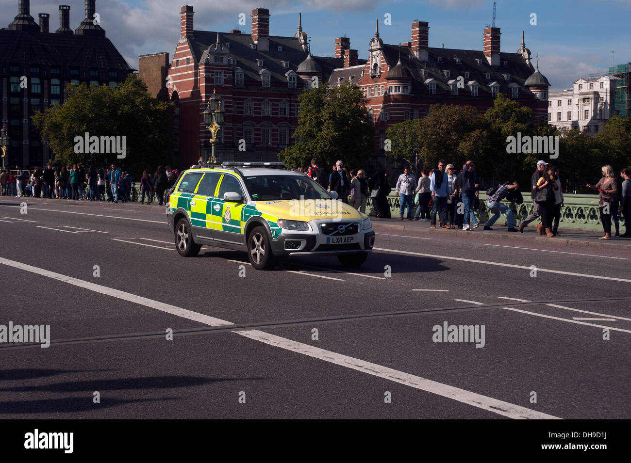 London Police car on call, Westminster Bridge, London, England, United ...