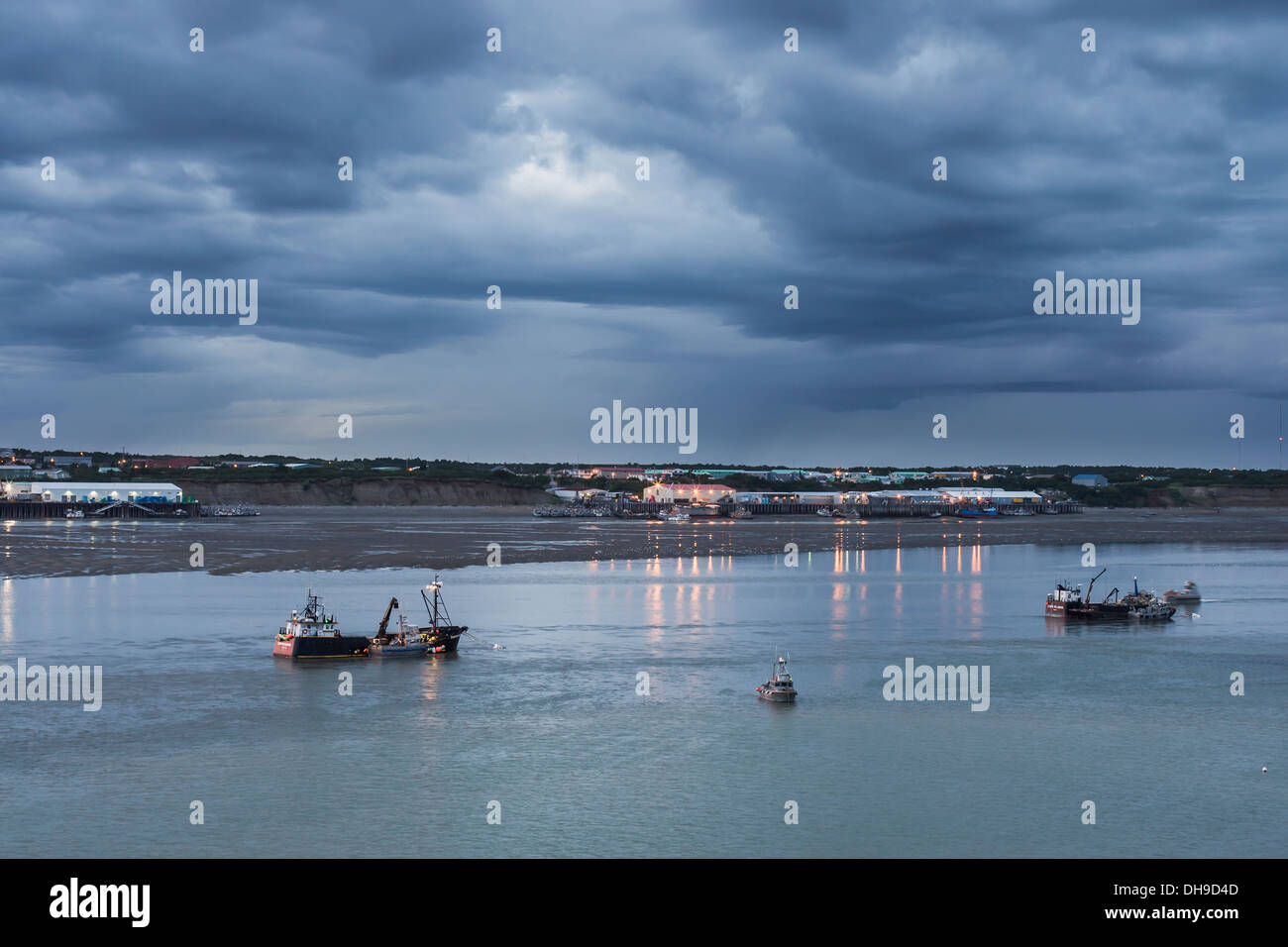 The Lights Of South Naknek From Across The River At Night And Fishing ...