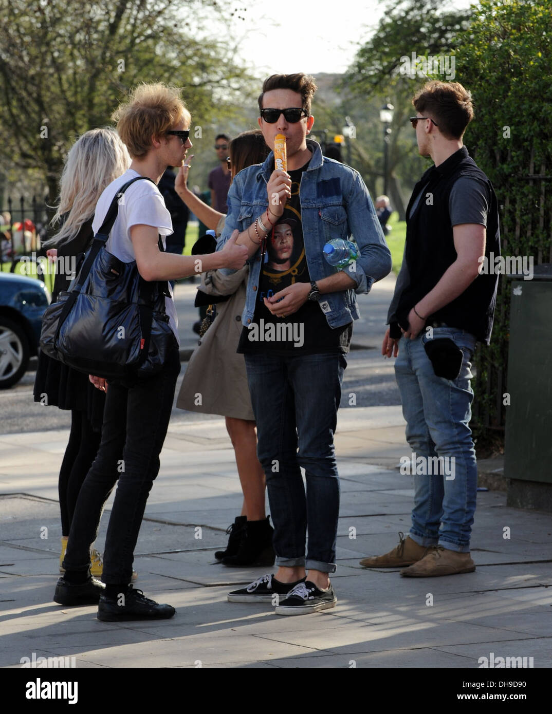 Caroline Flack with Nick Grimshaw and Aidan Grimshaw seen out and about ...