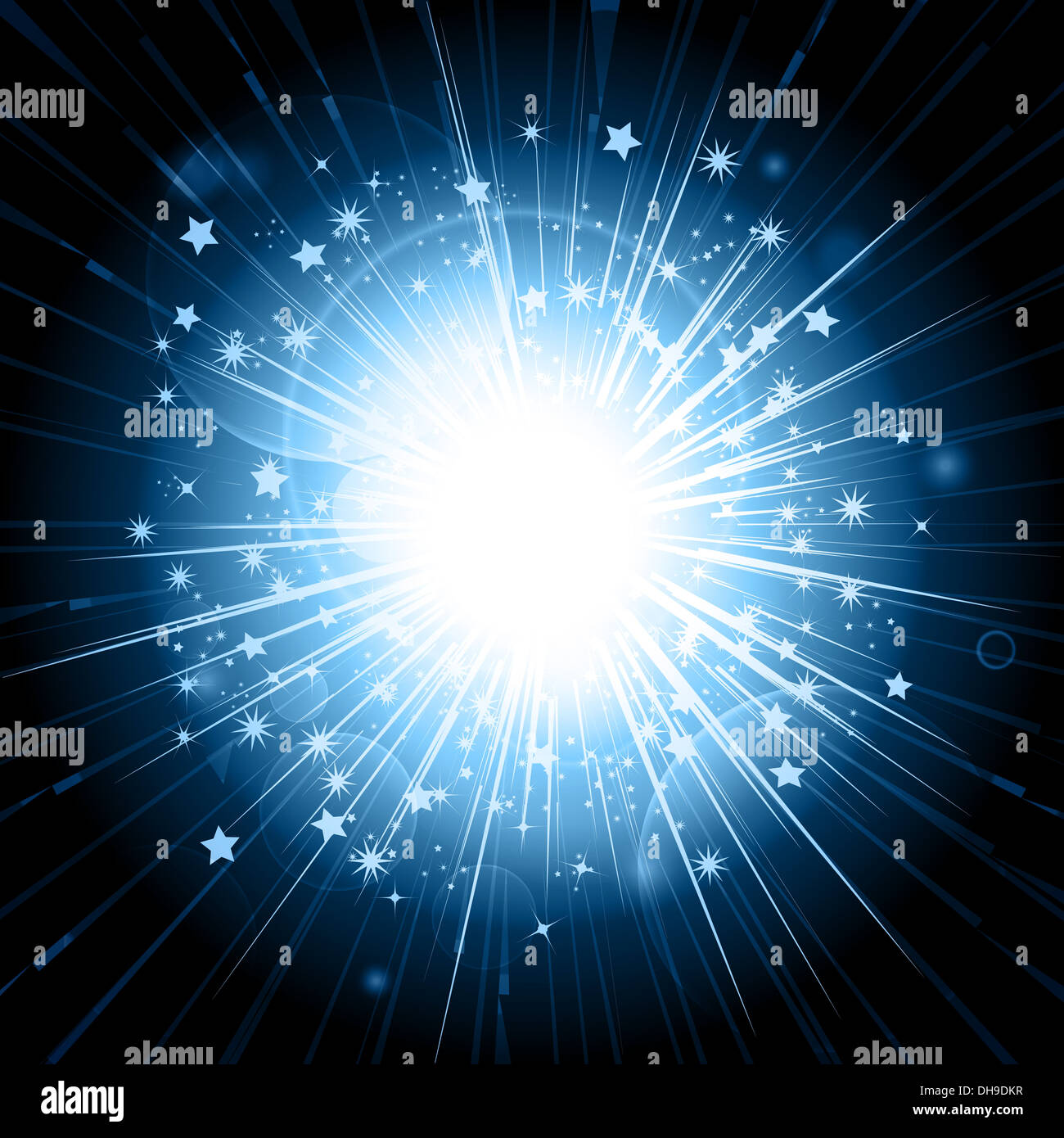 blue light explosion with lens flares Stock Photo - Alamy