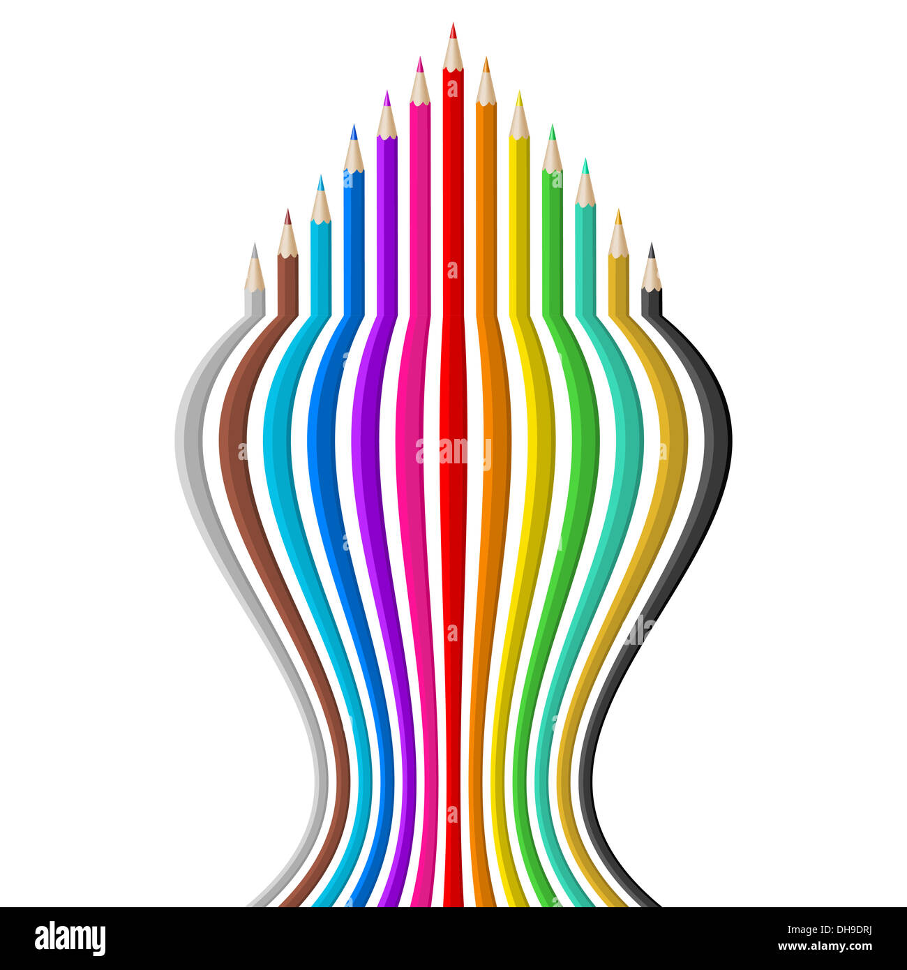 Set of color pencils in vase shape. Illustration on white background ...