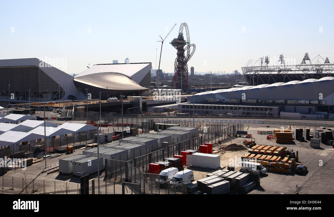 The London Olympic Park Olympic Stadium and Orbit tower at Olympic Park ...