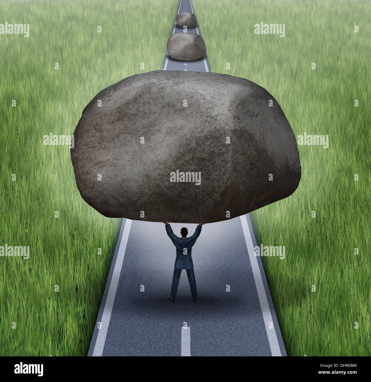 Removing obstacles business concept as a businessman clearing a path to ...