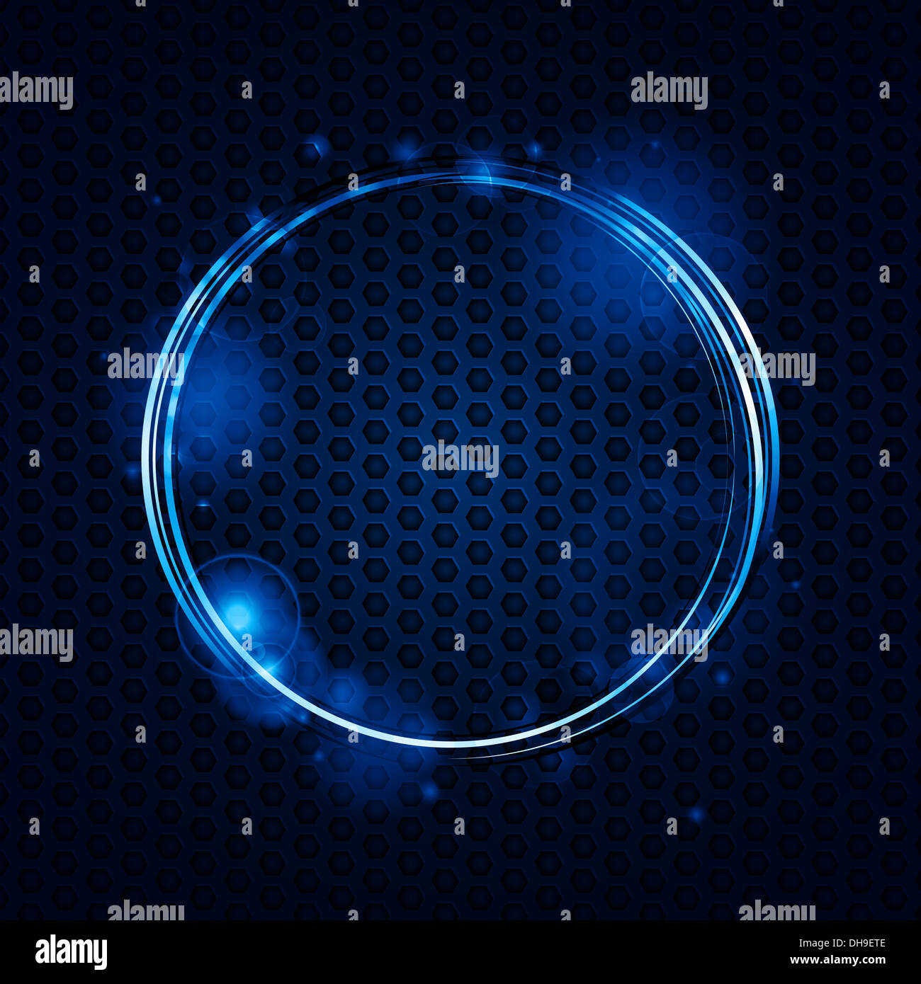 Blue neon circle border background on metallic mesh Stock Photo - Alamy