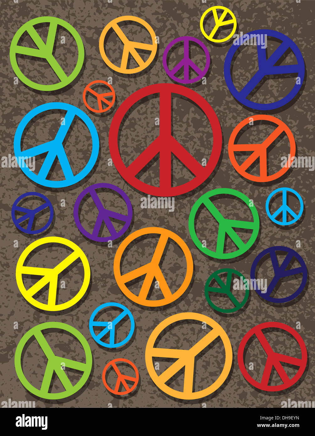 Peace Symbols Signs with Different Colors on Textured Background ...