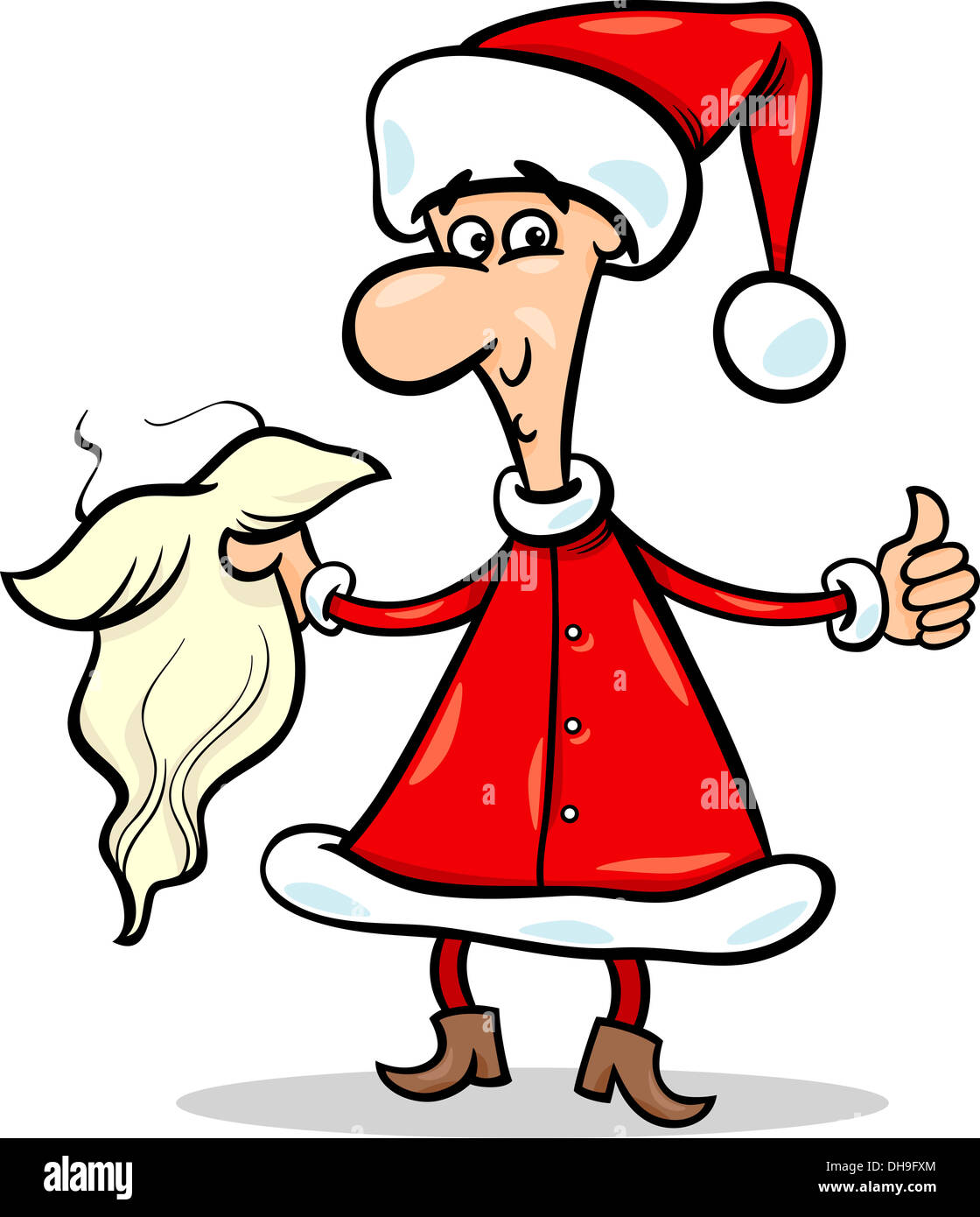 Cartoon Illustration of Man wearing Santa Claus Costume on Christmas ...