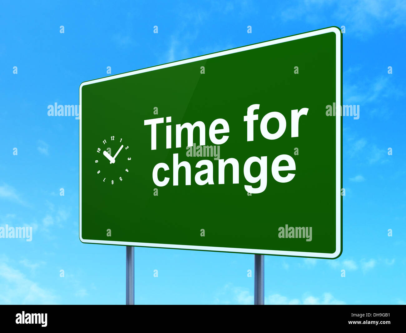 Timeline concept: Time for Change and Clock on road sign Stock Photo ...