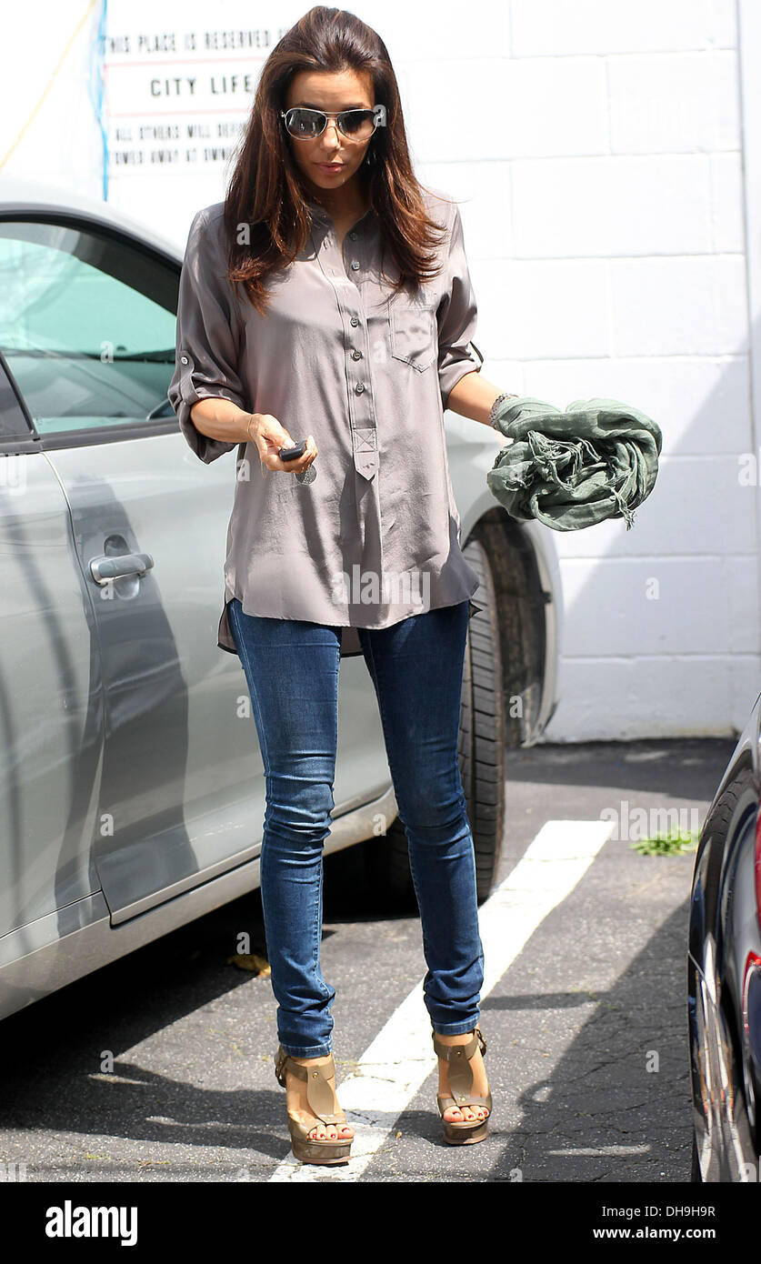 Eva Longoria visits a day spa in Beverly Hills Los Angeles, California ...