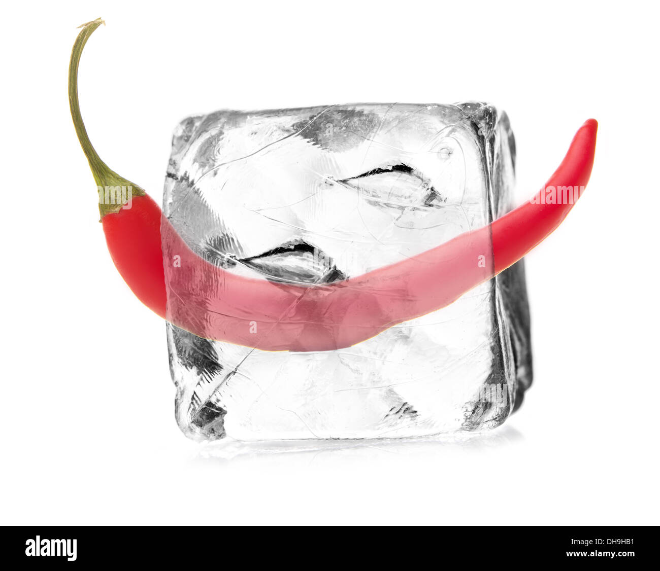pepperoni, chillies in a ice cube isolated with white background Stock ...