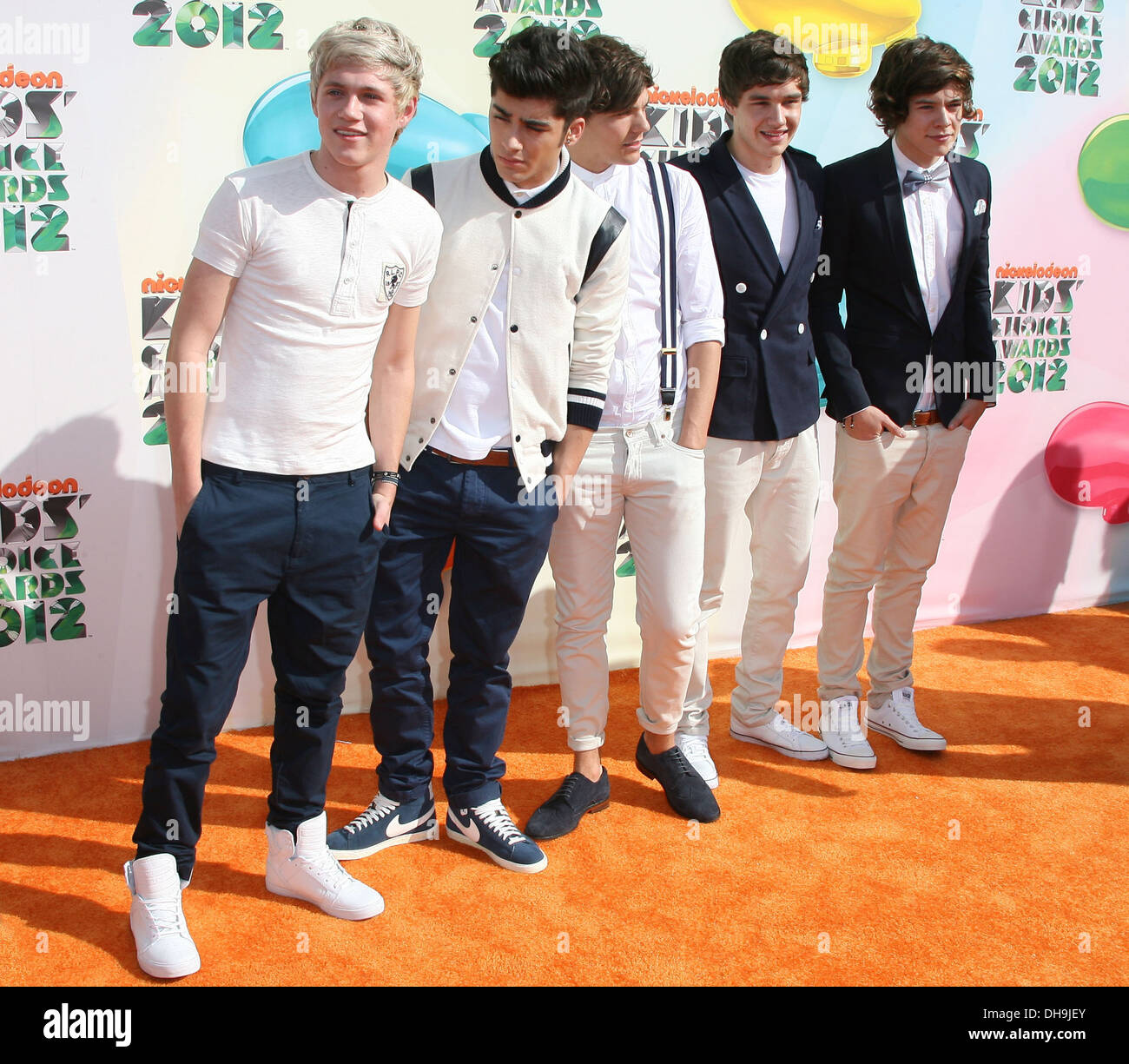 Niall Horan Zayn Mali Louis Tomlinson Liam Payne and Harry Styles of British boy band 'One ...