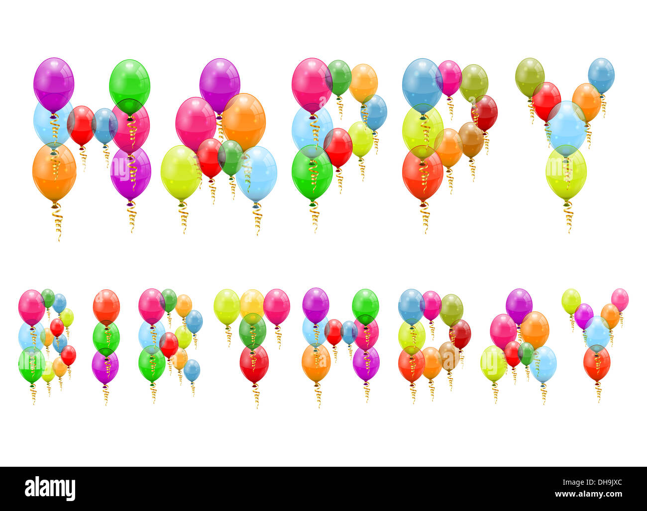 Happy Birthday Text made up of Balloons, isolated on white background ...