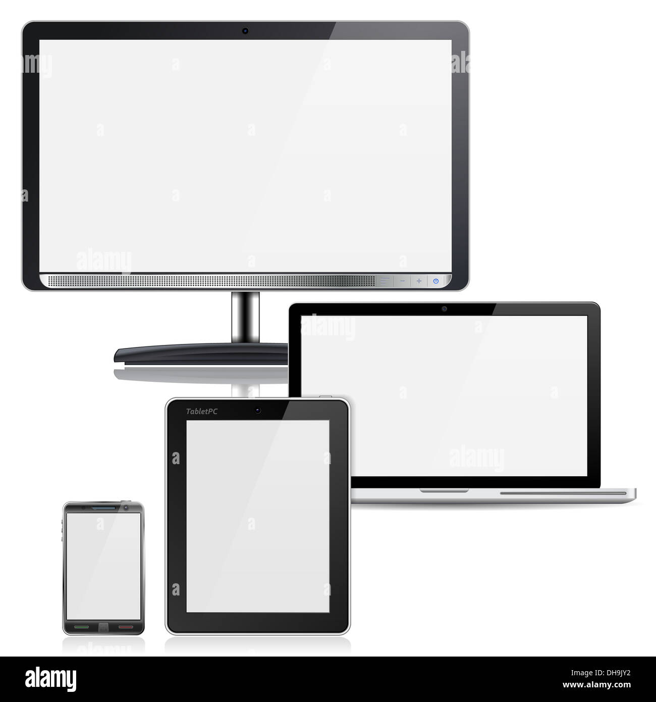 Set of Computer Devices - Monitor, Laptop, Tablet PC, Smartphone ...