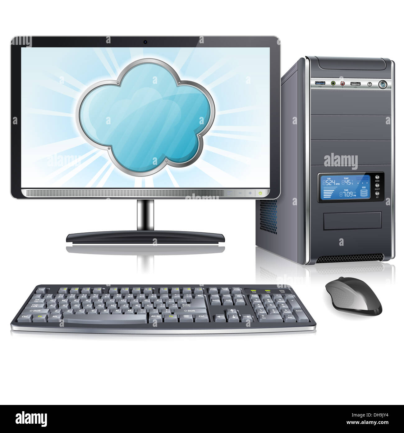 Cloud Computing Concept - Cloud on Screen Computer Monitor, icon ...