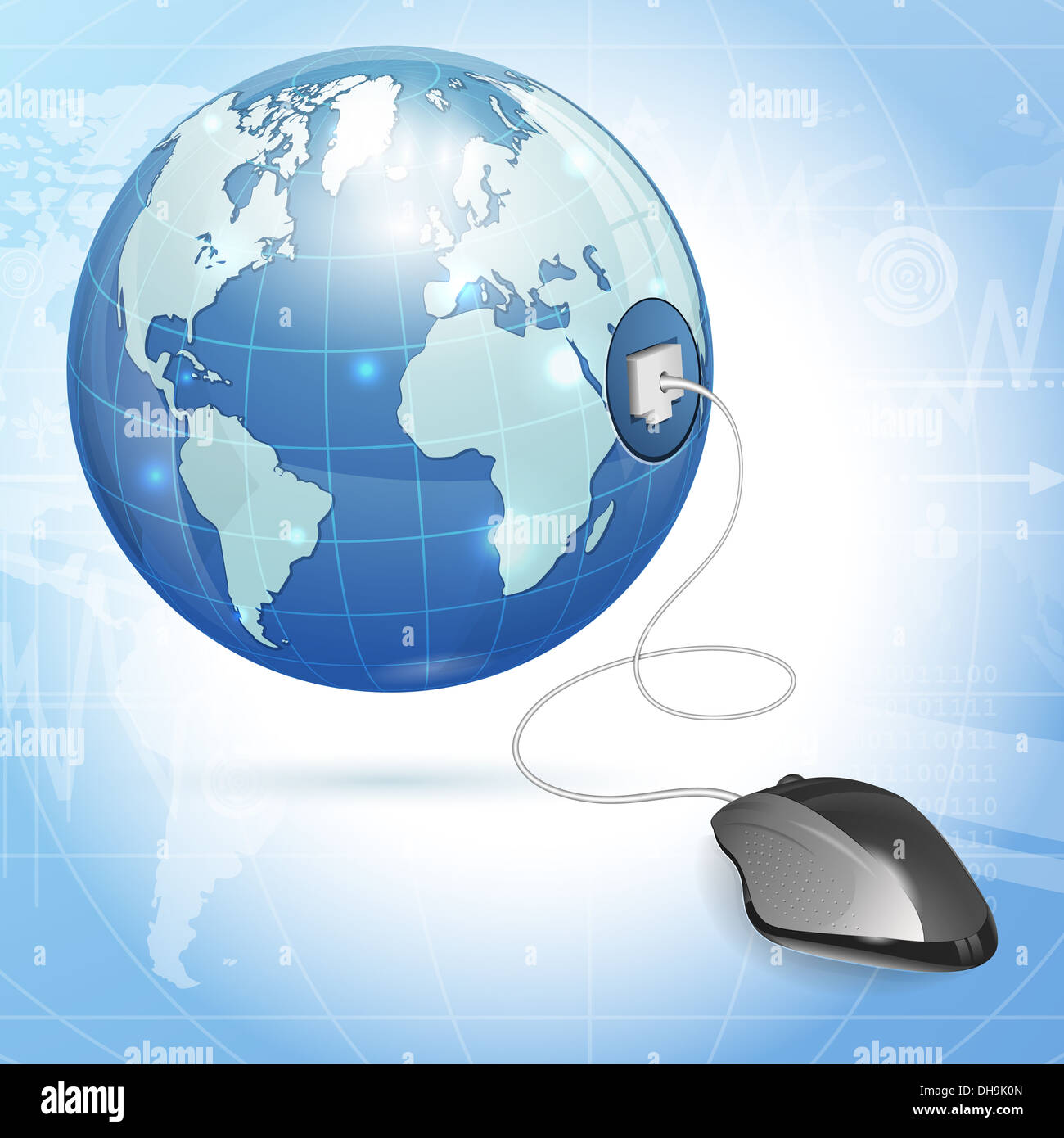 Computer Concept - Mouse Connected to Earth, illustration Stock Photo ...