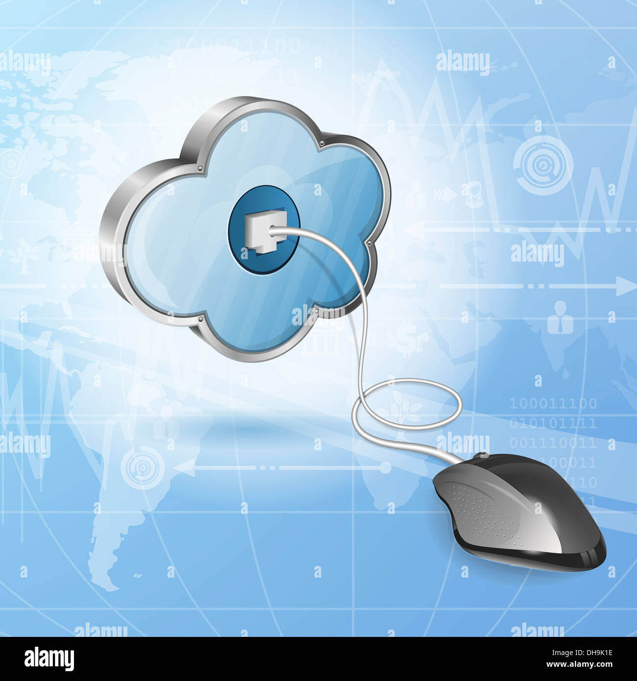 Cloud Computing Concept - Mouse Connected to Cloud, illustration Stock ...