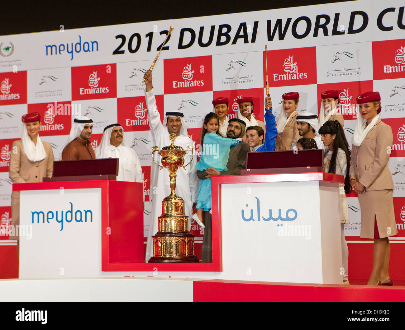 Sheikh Mohammed with daughter Al Jalila 2012 Dubai World Cup at Meydan ...