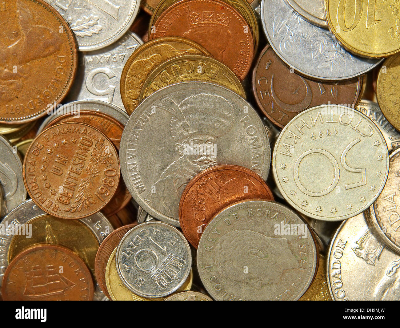 Different kind of coins taken closeup as background Stock Photo - Alamy