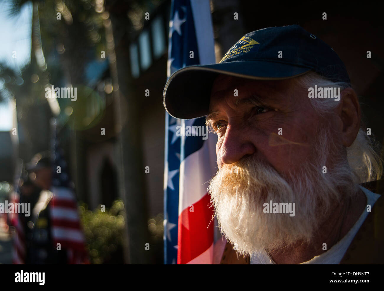 South Carolina Patriot Guard members hold American flags outside the ...