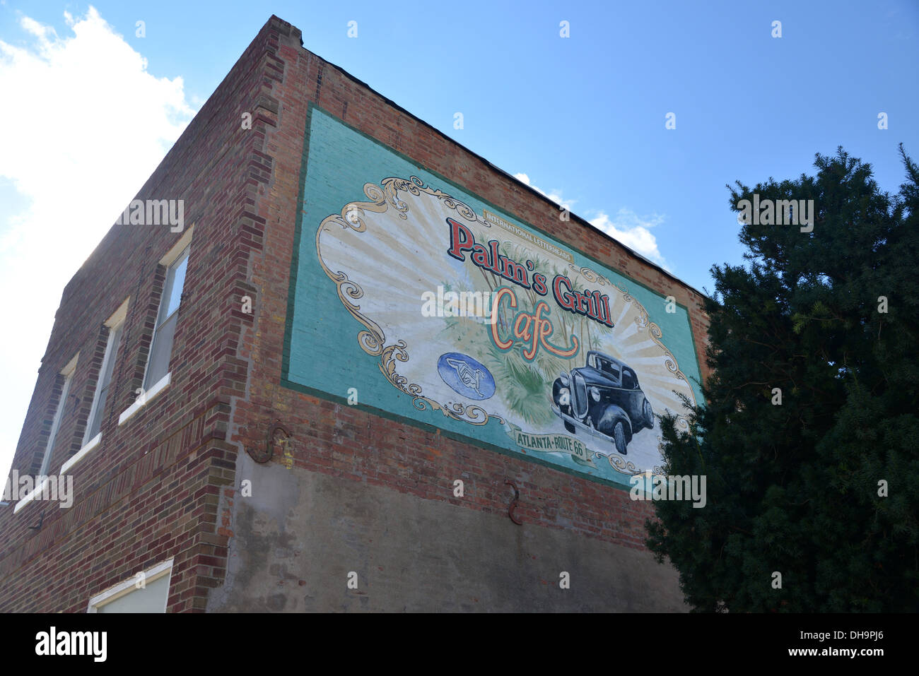Old painted advert on a building Atlanta, Illinois, small town on old ...