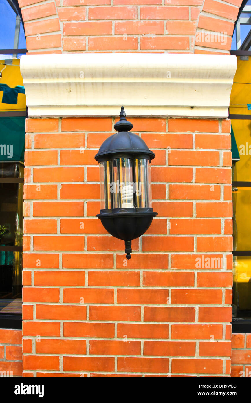 Classic lamp on the brick wall Stock Photo - Alamy