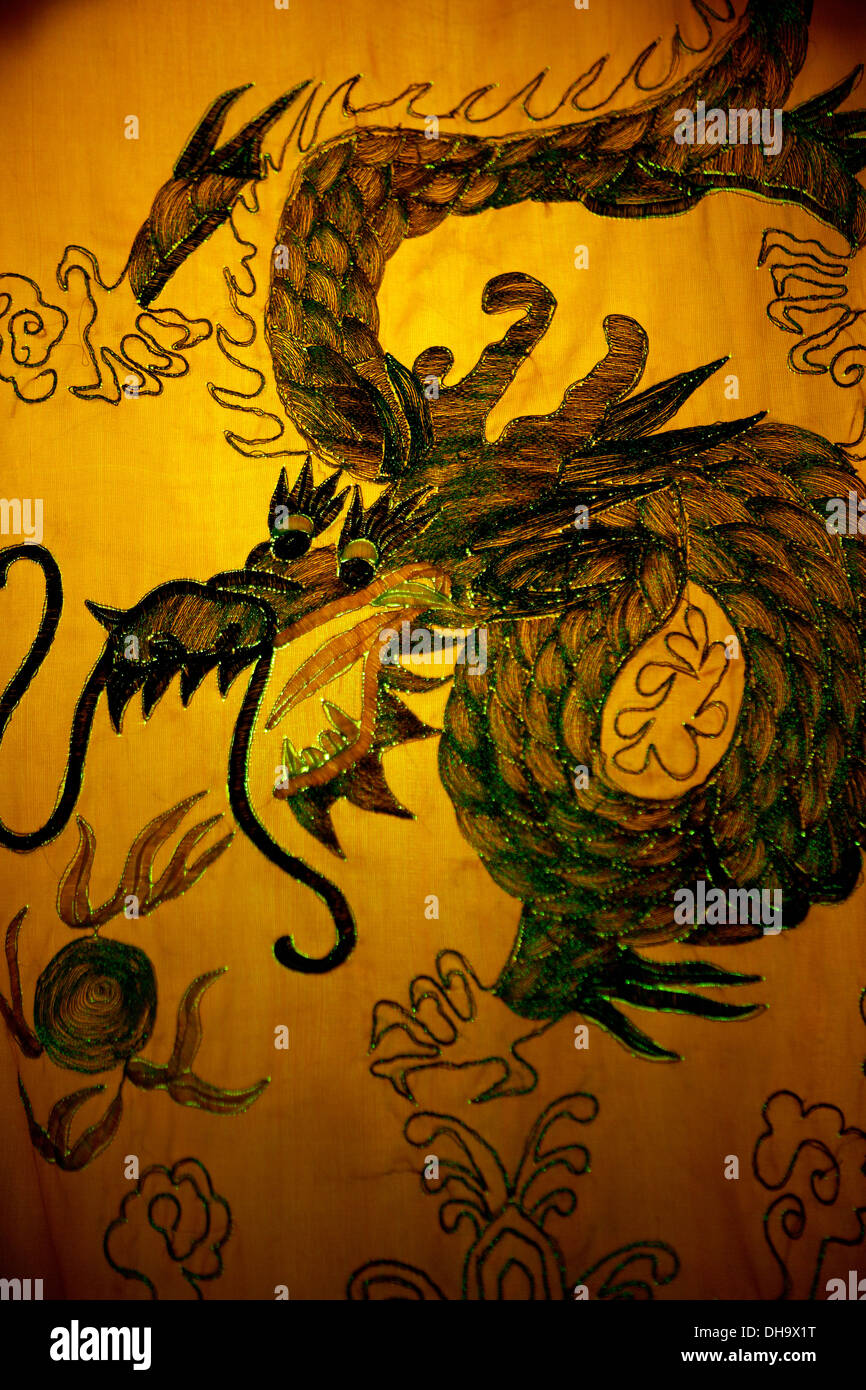 A silk embroidered with dragon Stock Photo - Alamy