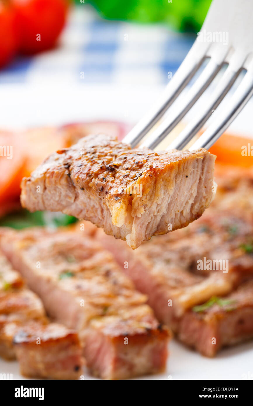 Steak on fork hi-res stock photography and images - Alamy