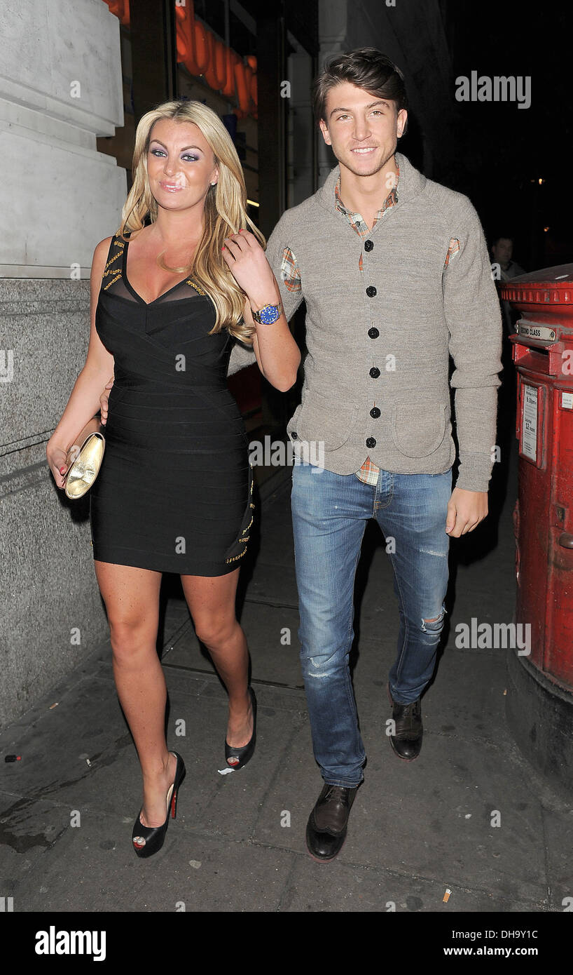 Billie Mucklow and Tom Kilbey leaving the May Fair hotel. London ...