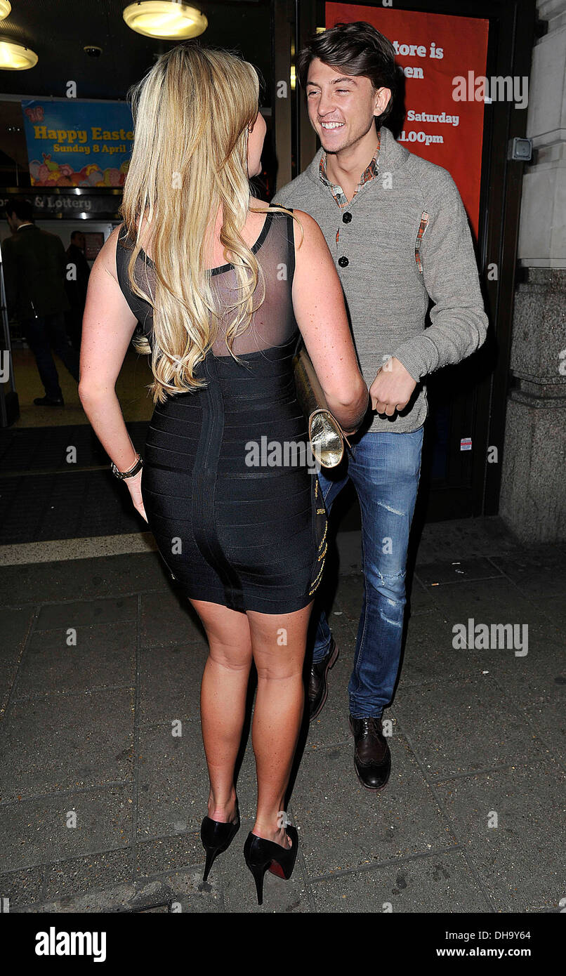 Billi Mucklow and Tom Kilbey from TOWIE leaving May Fair Hotel London ...