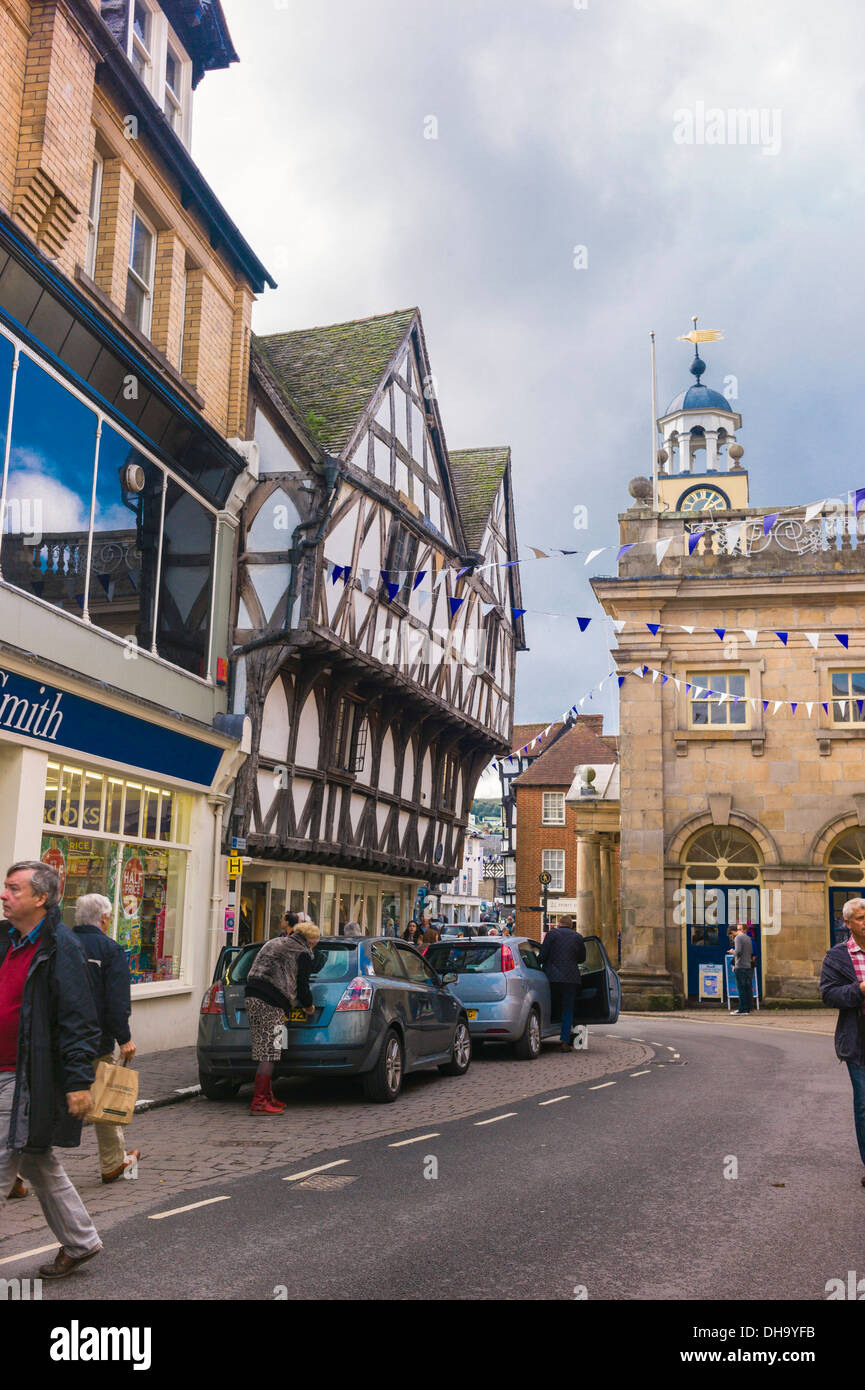 The medieval old walled town of Ludlow in south Shropshire with Tudor ...