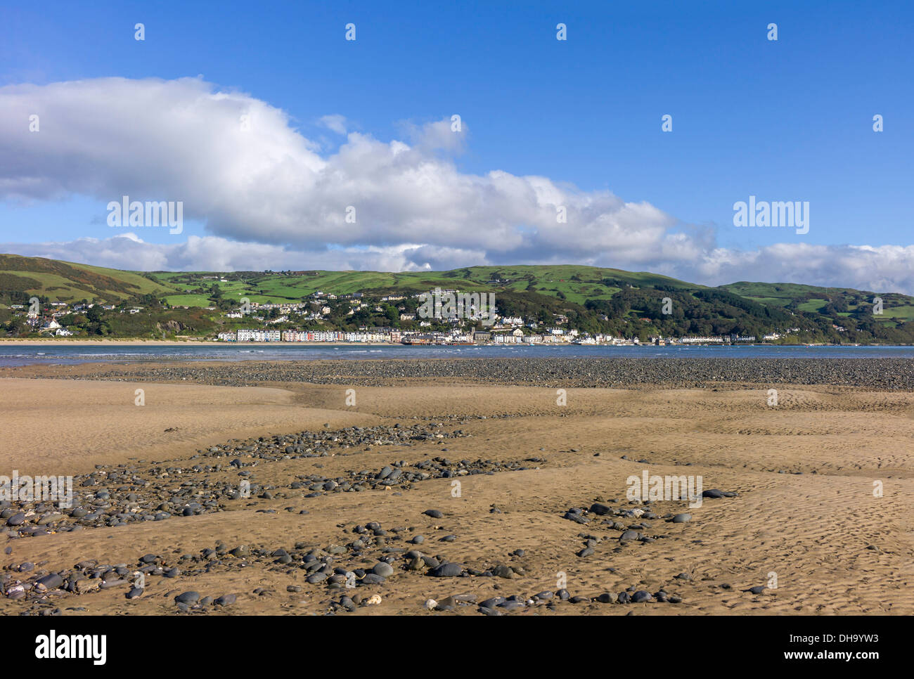 A panoramic view of the coastal holiday town of Aberdovey from directly ...