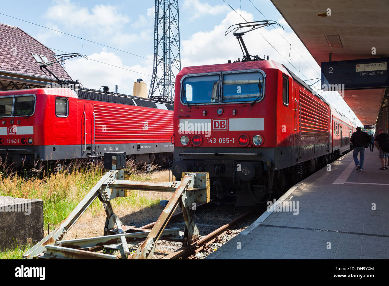 german railway station Warnemunde Rostock Germany. Local Deutsche Bahn ...