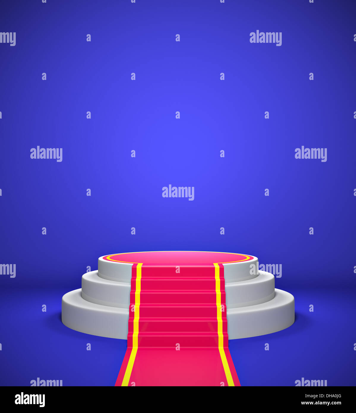 Empty illuminated podium with red carpet on blue background Stock Photo ... Empty illuminated podium with red carpet on blue background Stock Photo ...