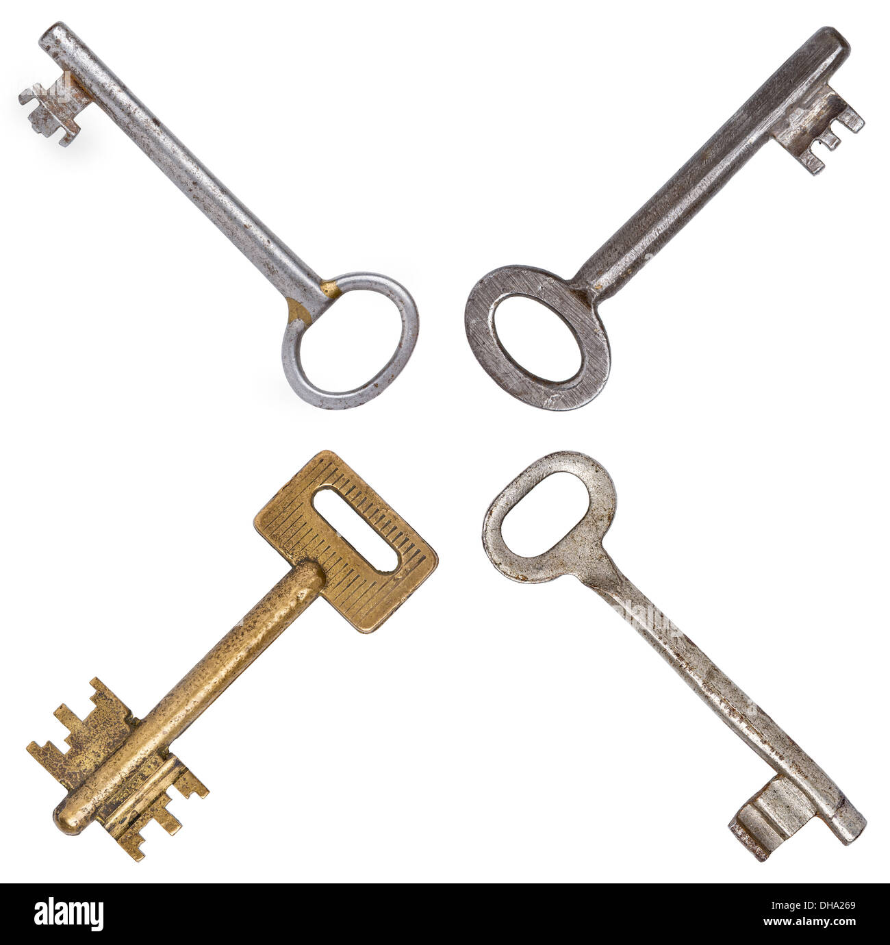 Old vintage keys isolated on white background Stock Photo - Alamy