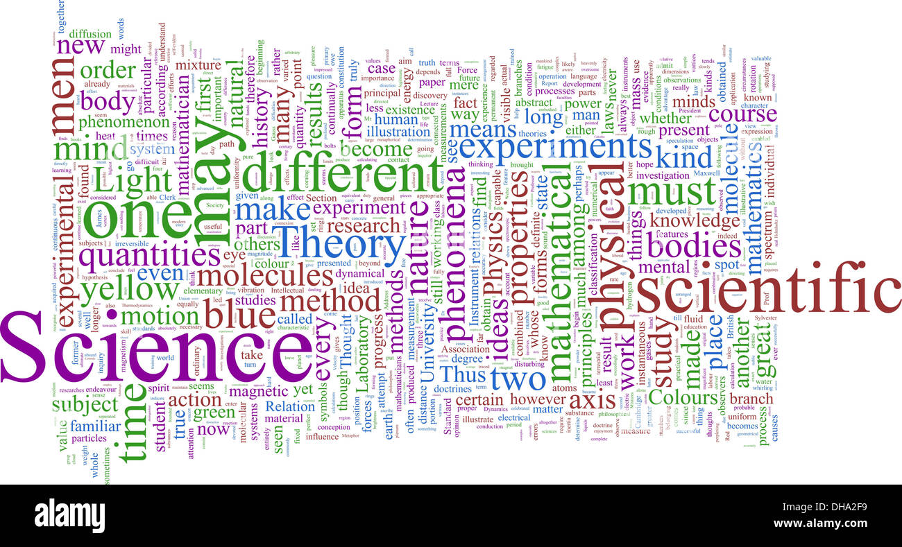 Word Cloud based on James Maxwell Clerk Stock Photo - Alamy