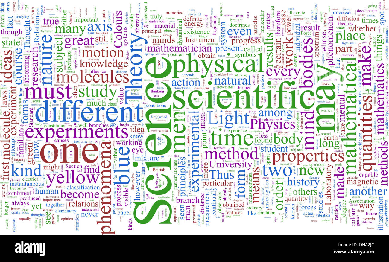 Word Cloud based on James Maxwell Clerk Stock Photo - Alamy