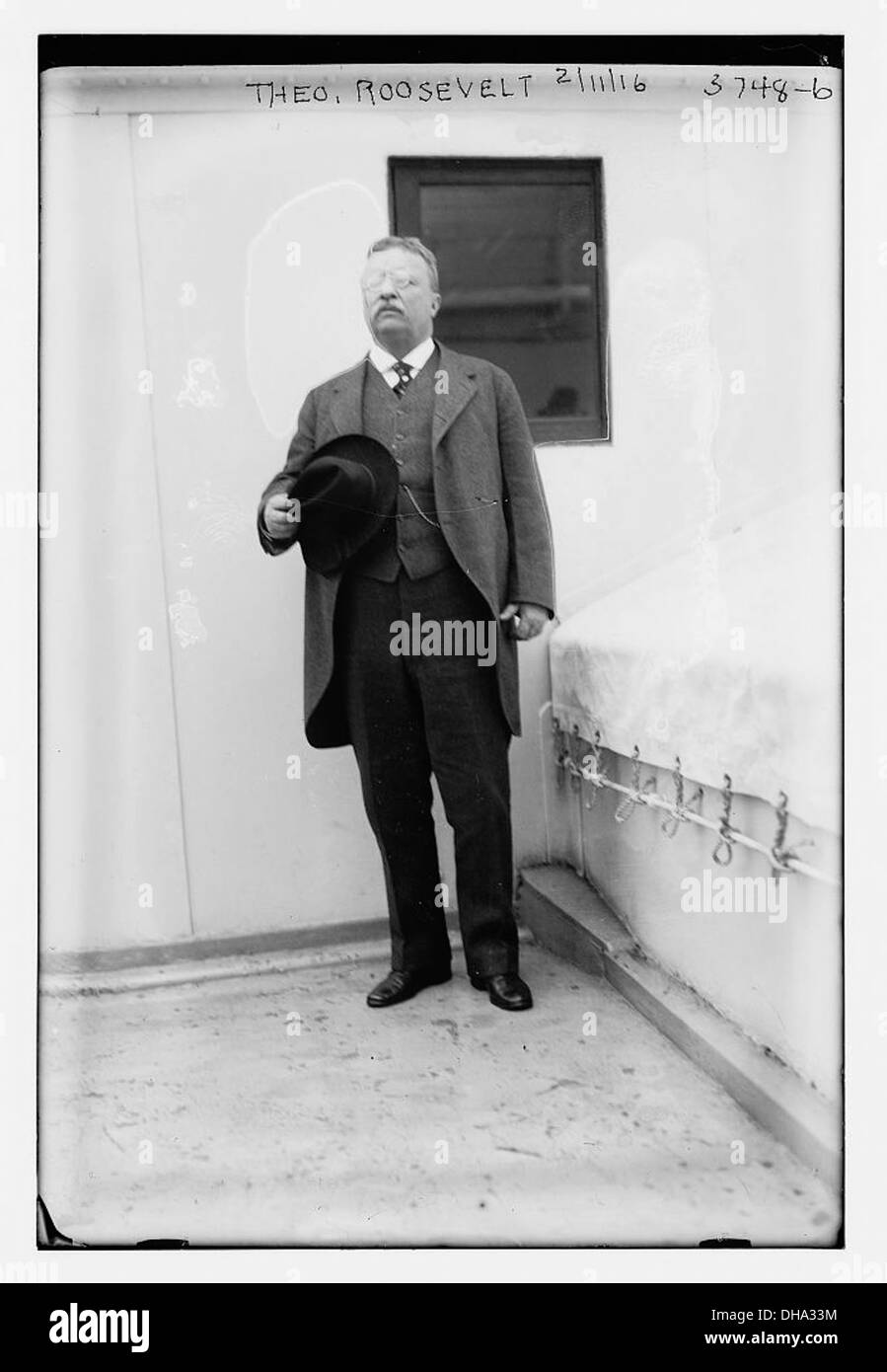 This photograph from February 11, 1916, shows Theodore Roosevelt, the ...