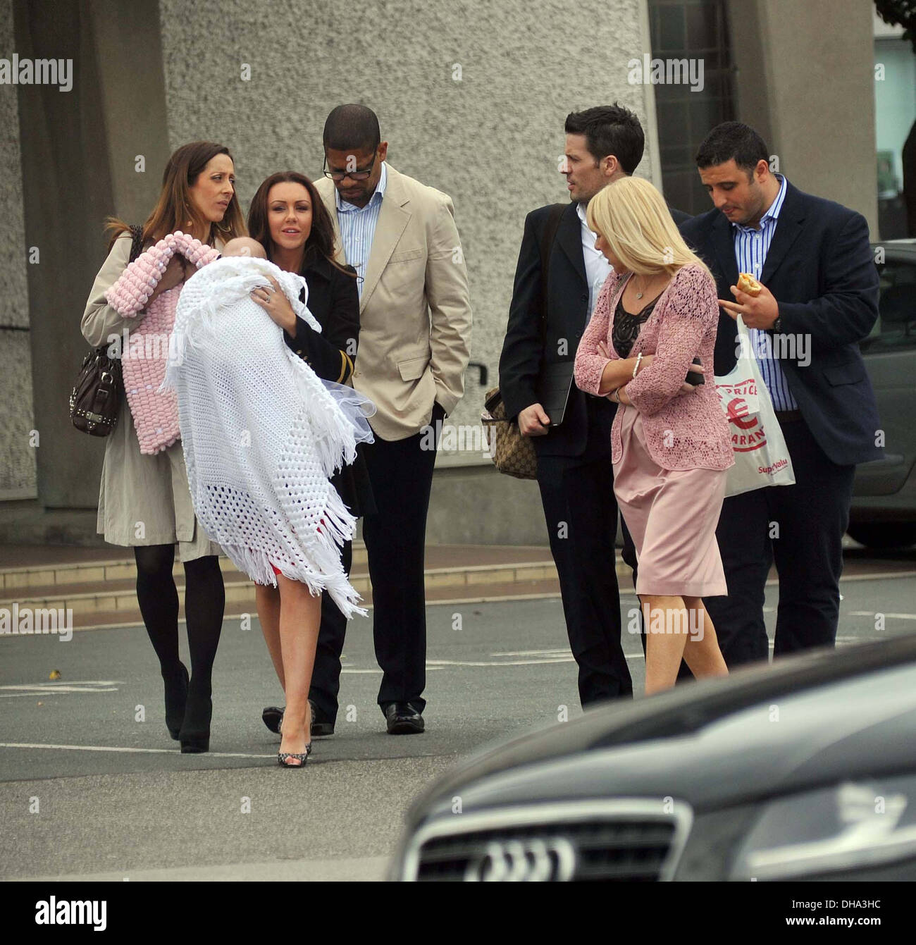 Michelle Heaton and husband Hugh Hanley attend christening of their ...