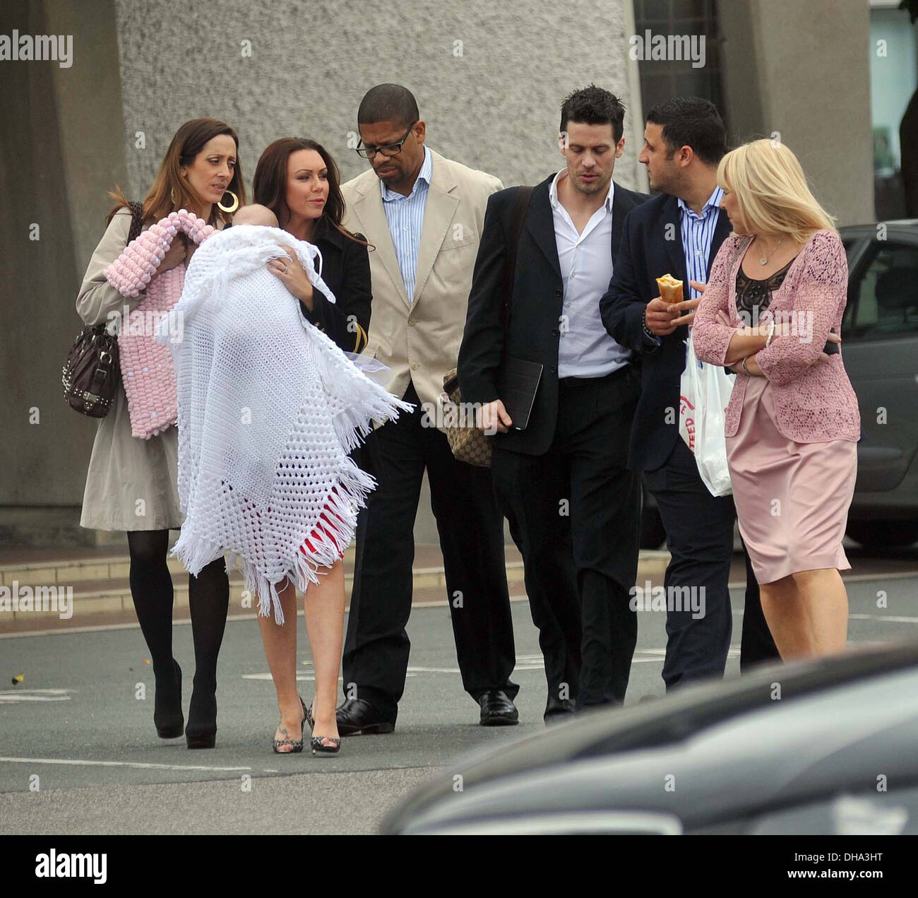 Michelle Heaton and husband Hugh Hanley attend christening of their ...