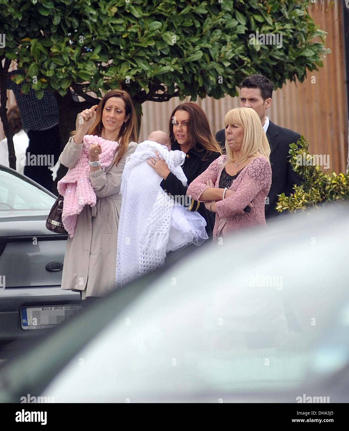 Michelle Heaton and husband Hugh Hanley attend christening of their ...