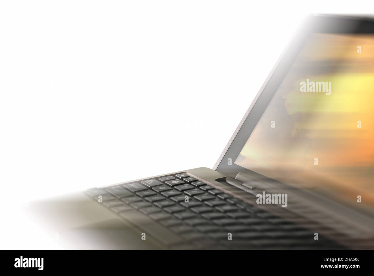 Tablet. Blurred laptop on a white background Stock Photo - Alamy