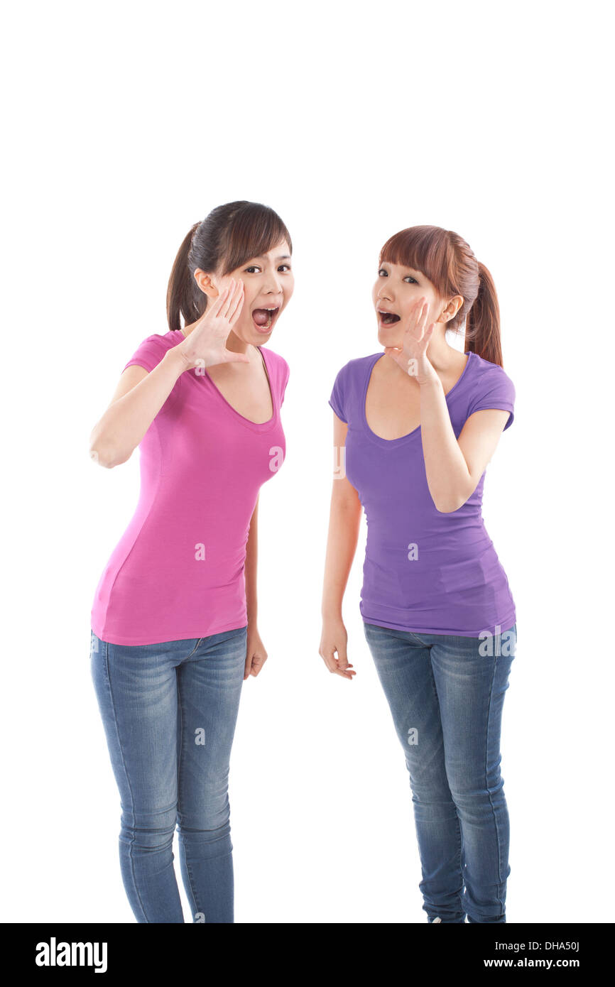 Two white women use sign language hi-res stock photography and images ...