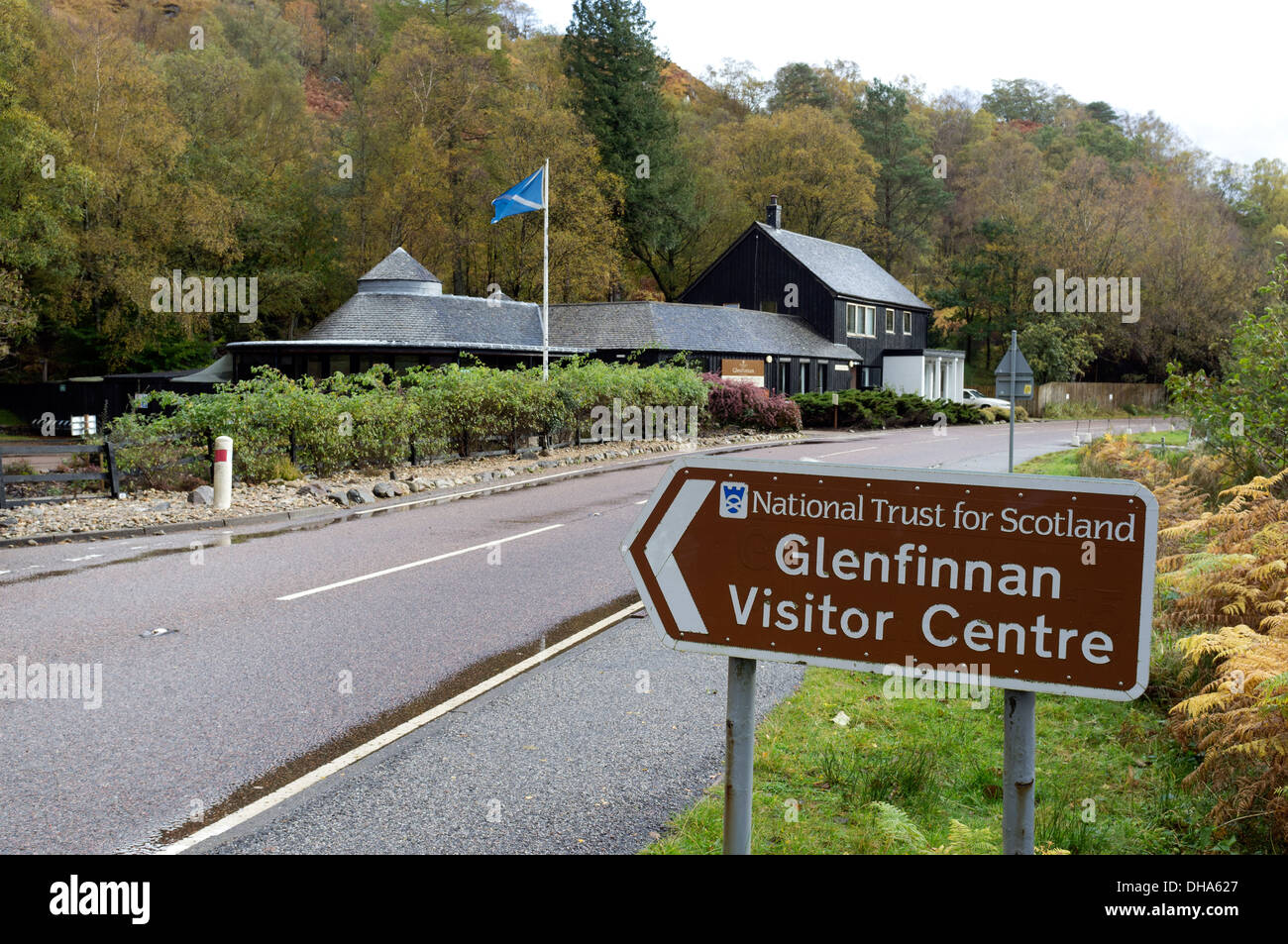 Visitor Centre and Information Sign at the Glenfinnan Visitors Centre ...