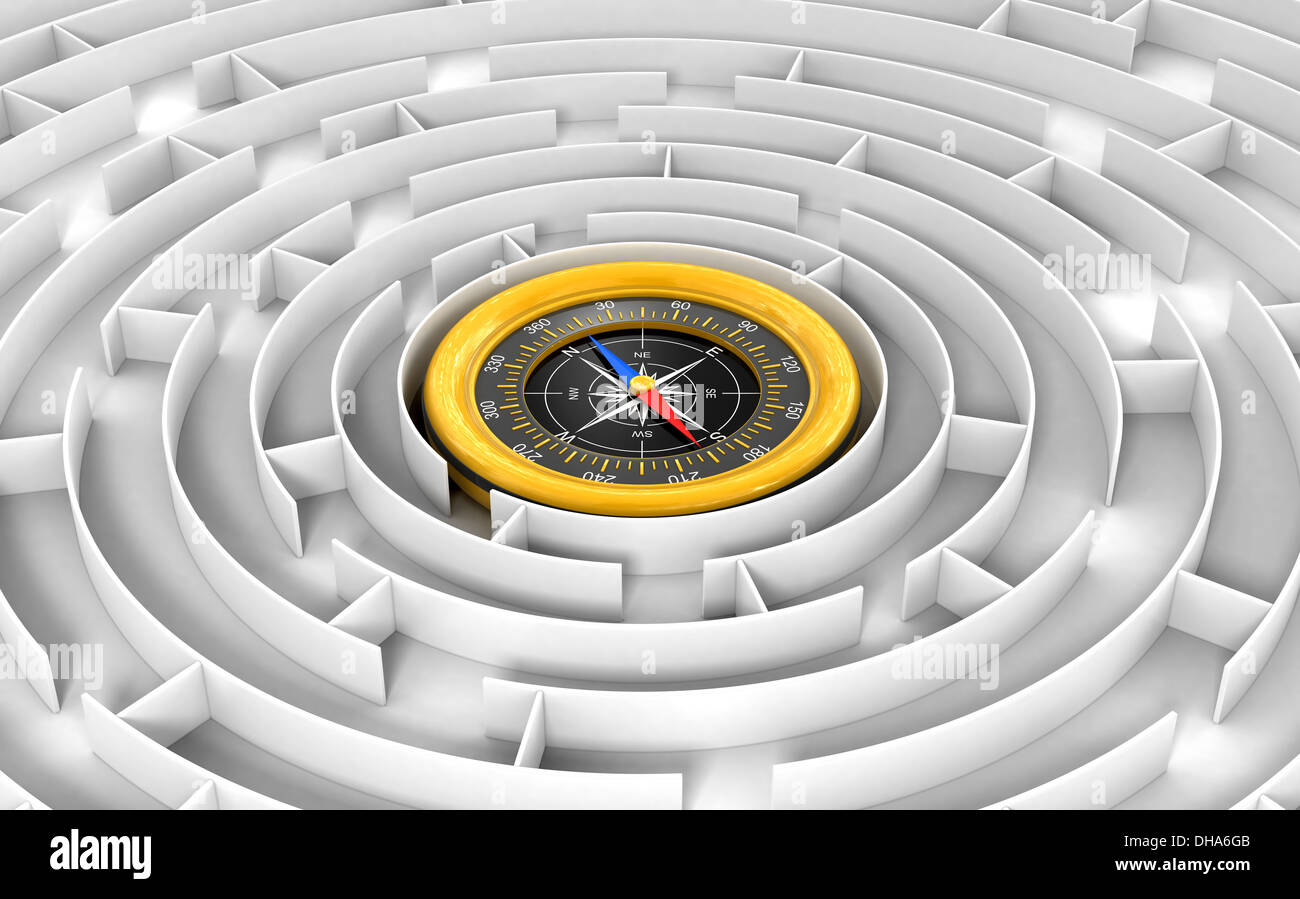 Maze to Compass Stock Photo - Alamy